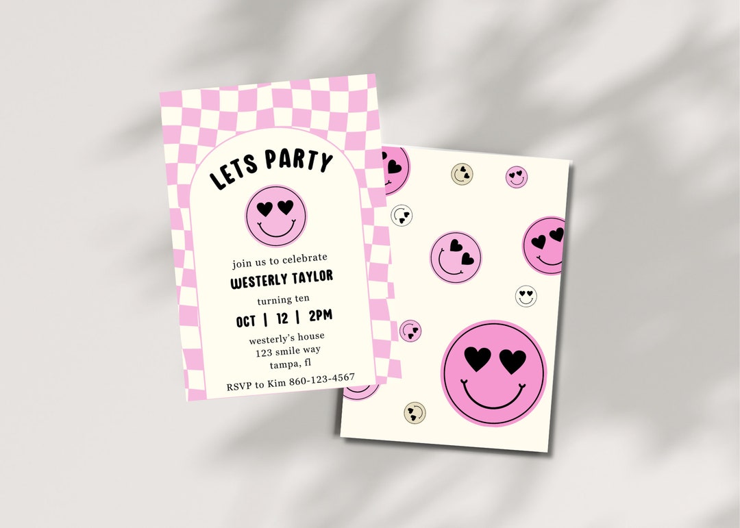 Editable Smiley Face Invitation, Smiley Face Birthday, Smile Face ...