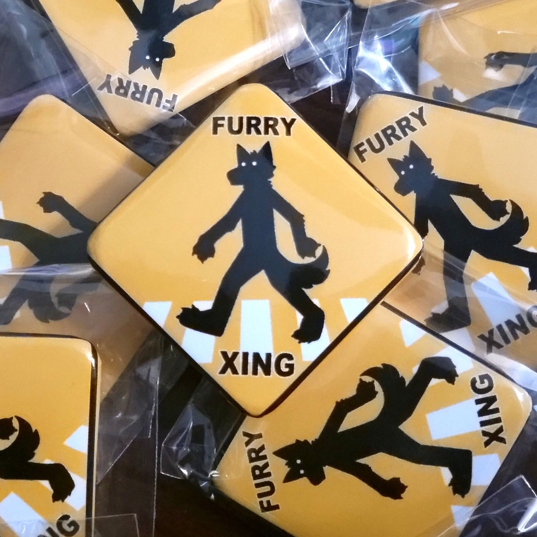 Furry Xing Parody Traffic Yield Sign Button - Etsy