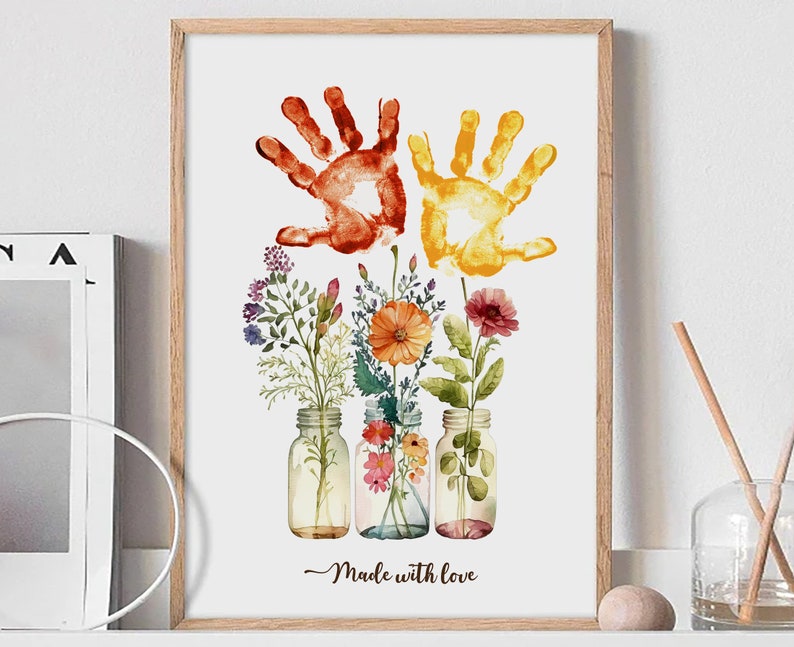 Handprint Footprint Art, Floral Bouquet Handprint, Mother's Day, Mom ...