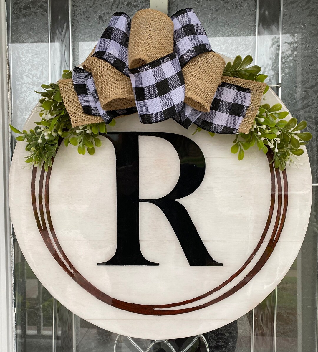 18” Circular Monogram Hanger | Custom Wood Letter Hanger | Large ...