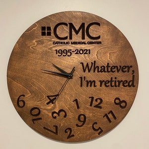 18” Circular Wooden Retirement Clock | Custom Retirement Clock ...