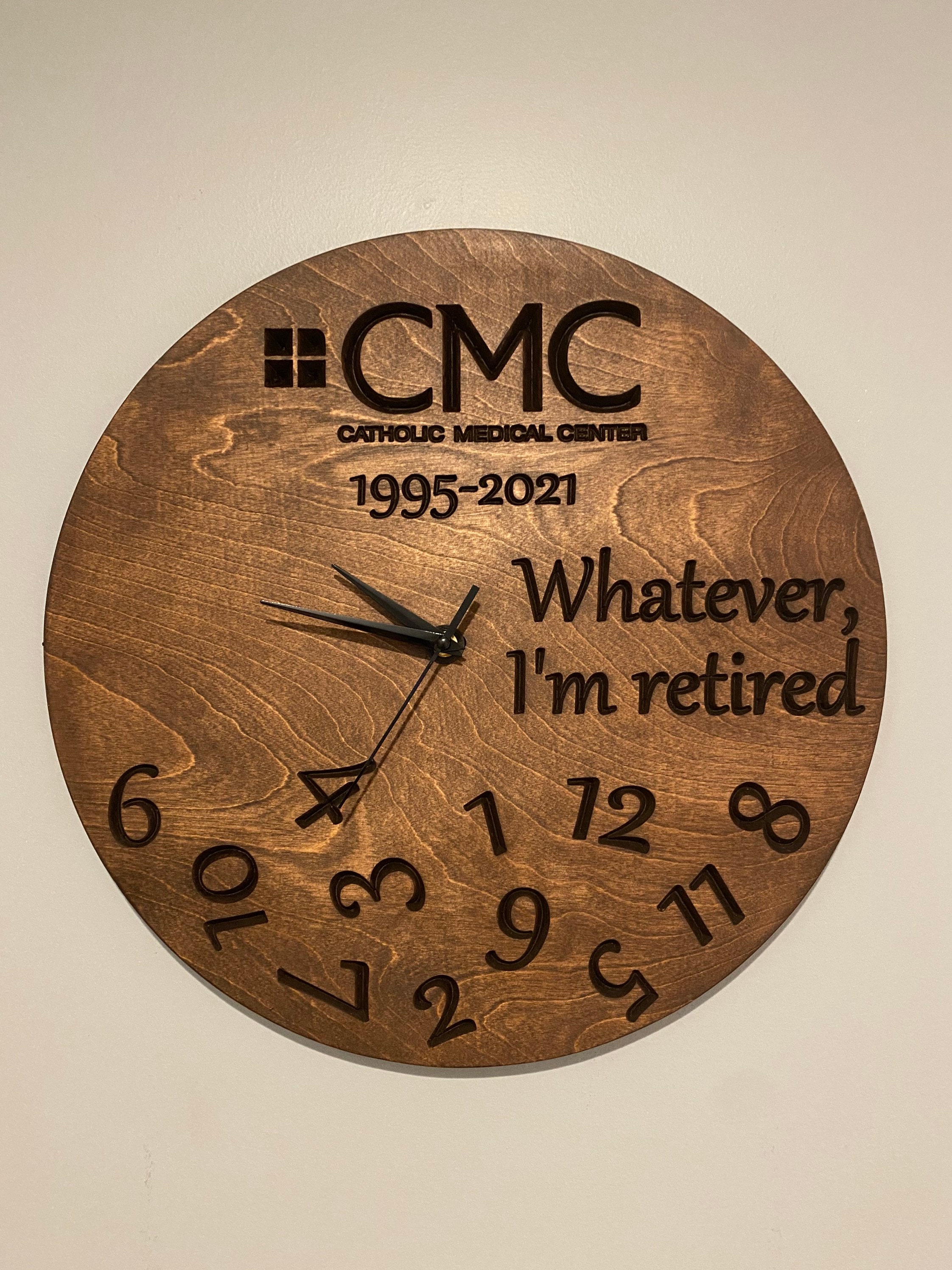 18” Circular Wooden Retirement Clock | Custom Retirement Clock ...