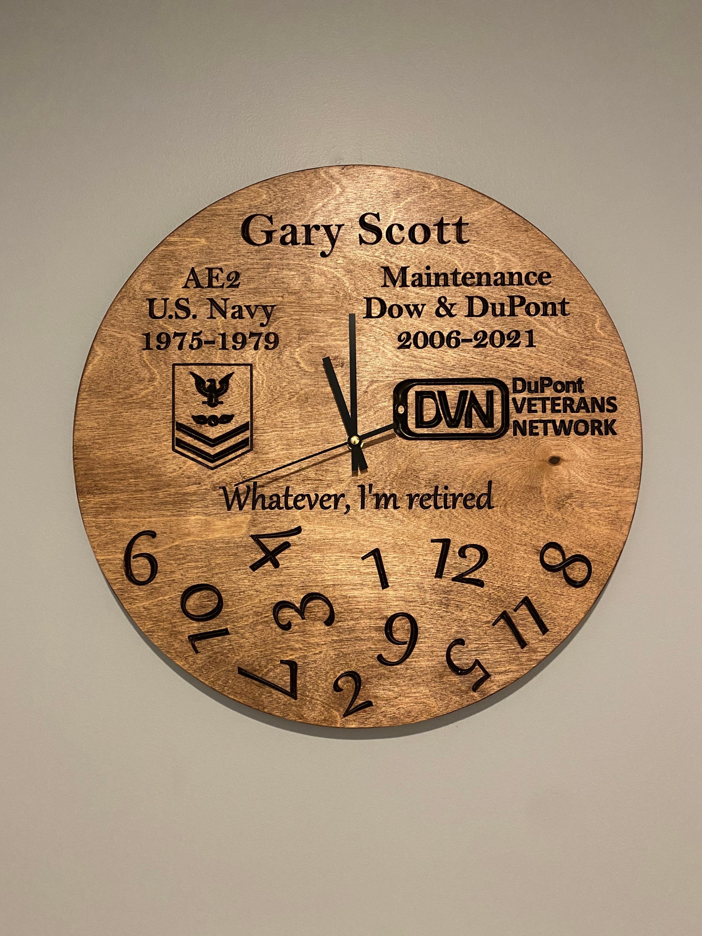 18” Circular Wooden Retirement Clock | Custom Retirement Clock ...