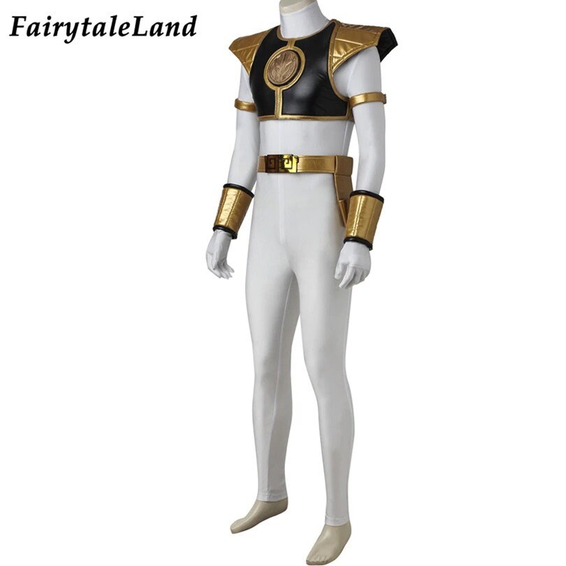 White Ranger Costume Halloween Cosplay Tommy Oliver Jumpsuit | Etsy