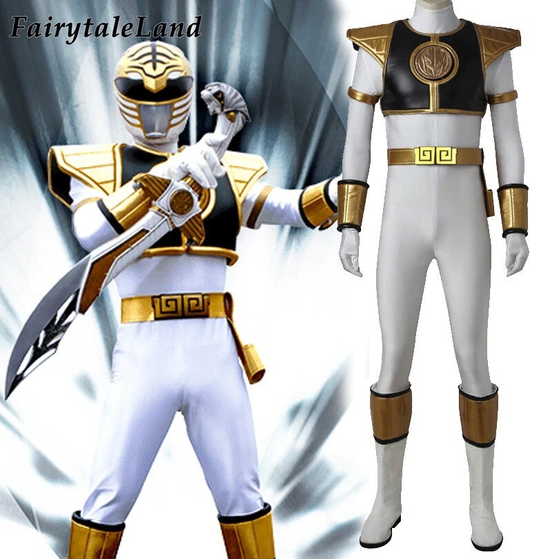 White Ranger Costume Halloween Cosplay Tommy Oliver Jumpsuit | Etsy