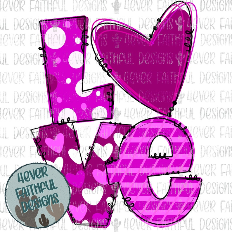 Purple Love Valentine Digital Design Love With Heart - Etsy