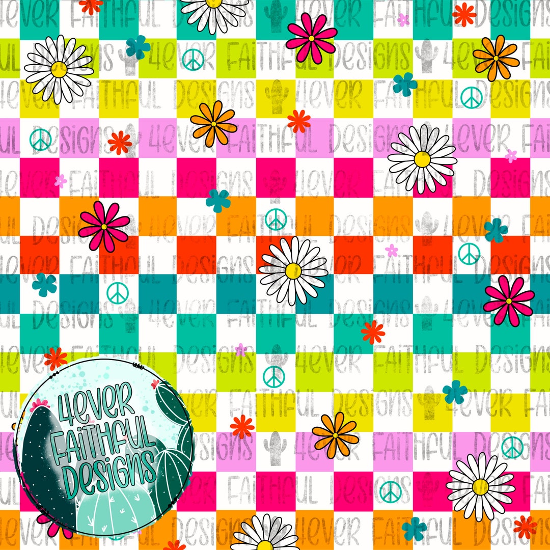 Retro Checkered Background, Colorful Checkered Digital Paper, Bright ...