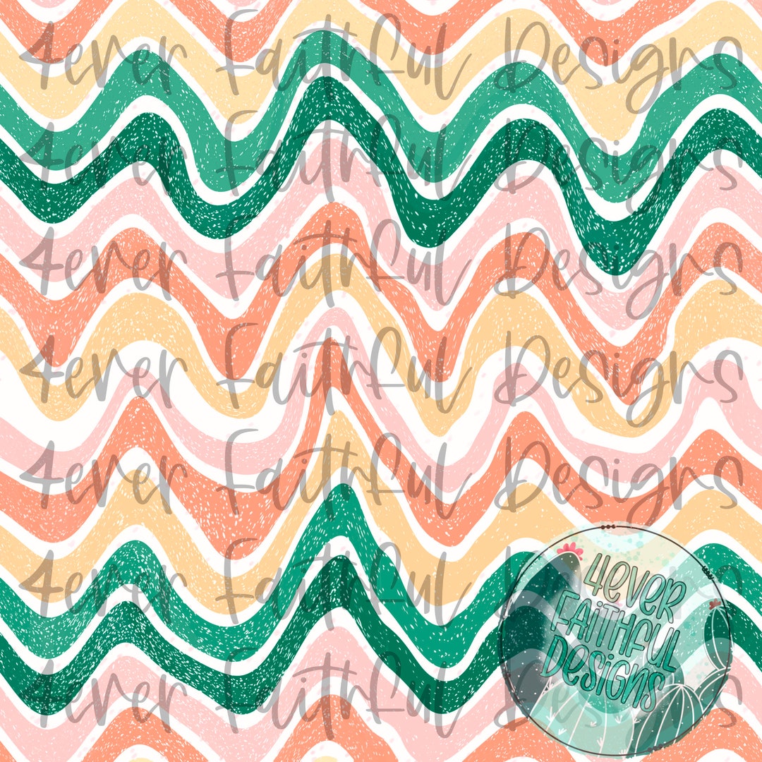 Wavy Stripes Digital Paper, Groovy Digital Paper, Hand Drawn Digital ...
