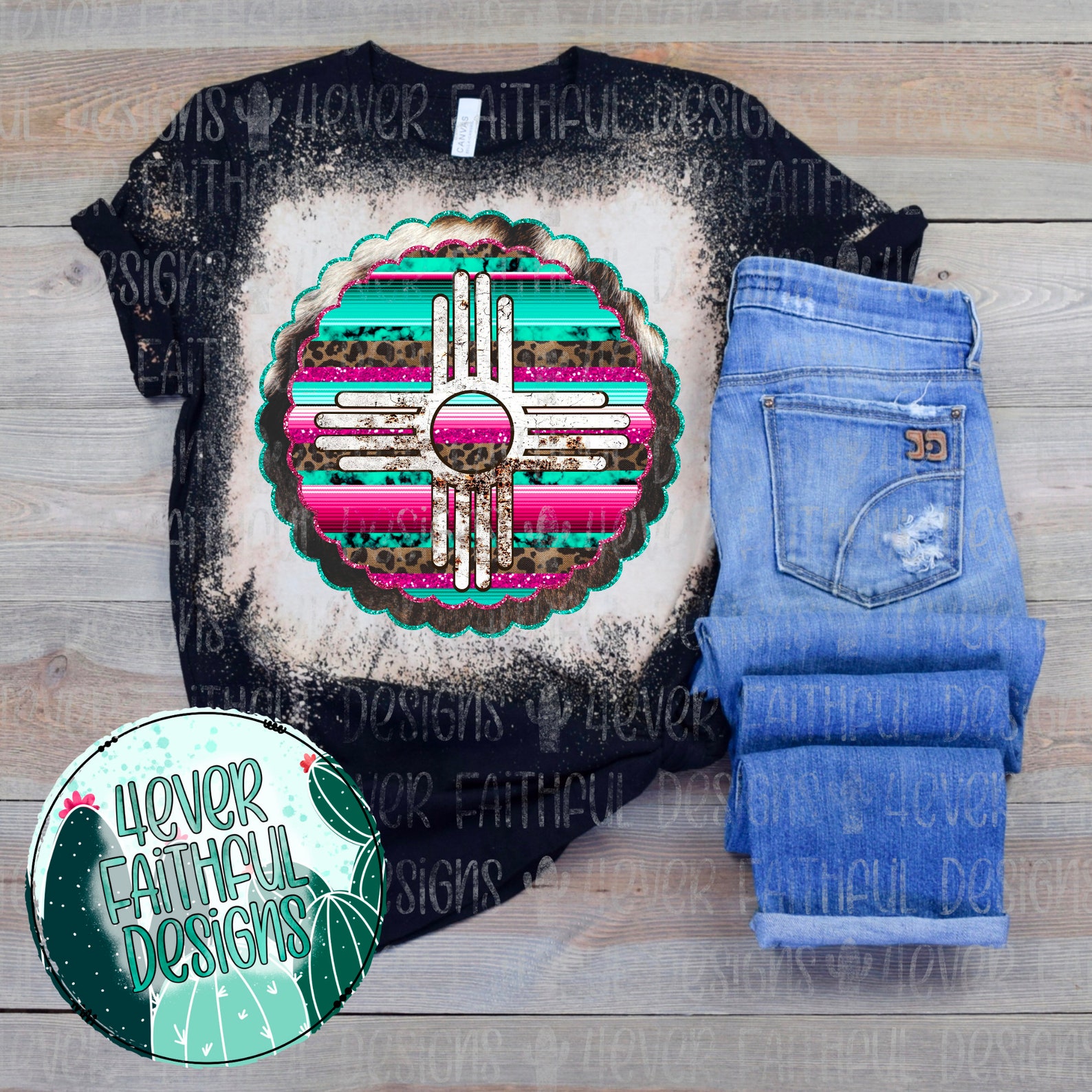 Western Zia Design Cowhide With Leopard Print Turquoise and - Etsy