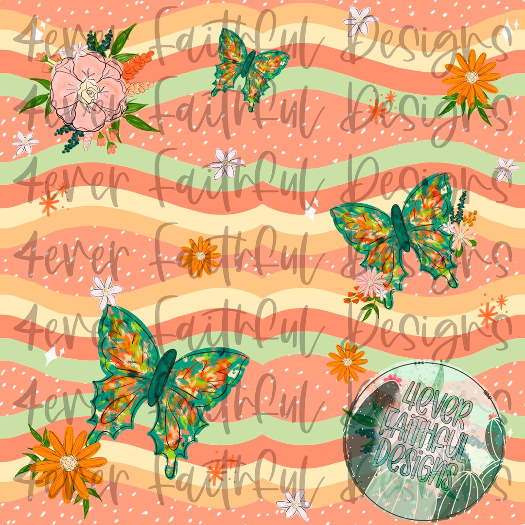 Butterfly Seamless Digital Paper, Floral Digital Paper, Handdrawn ...