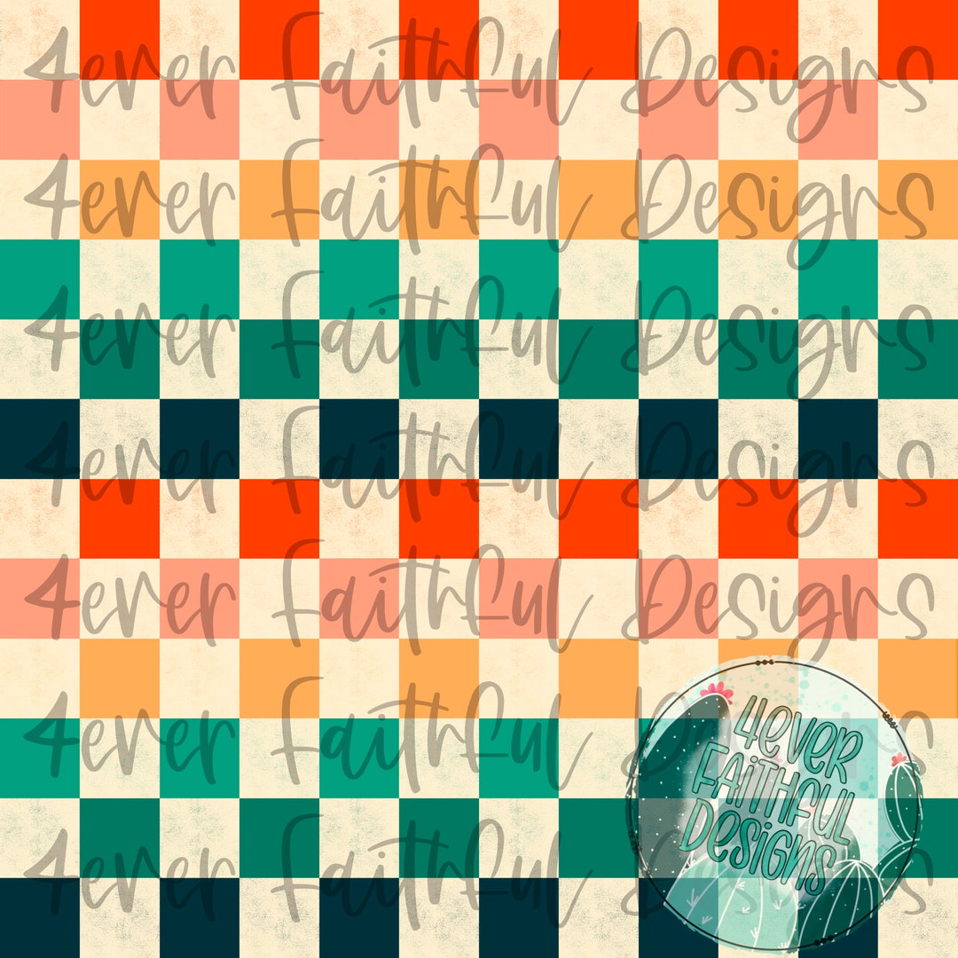 Checkered Seamless Digital Paper, Retro Digital Paper, Handdrawn ...