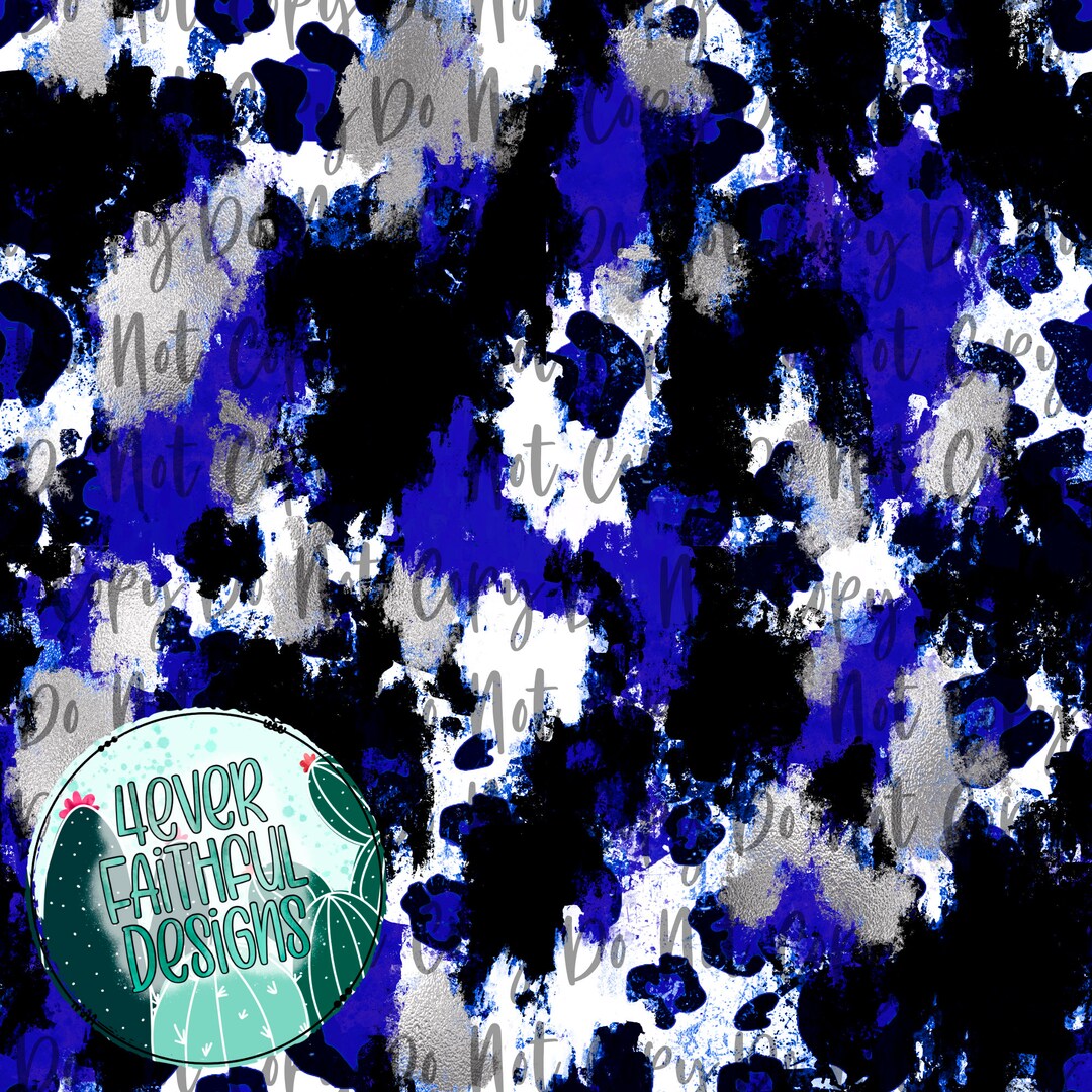 Seamless Black Blue Leopard Background Digital Paper, Black Blue Paper ...