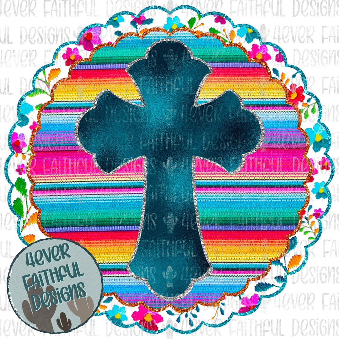 Floral Serape Cross Design, Cute Christian Shirt, Summery Cross Shirt ...