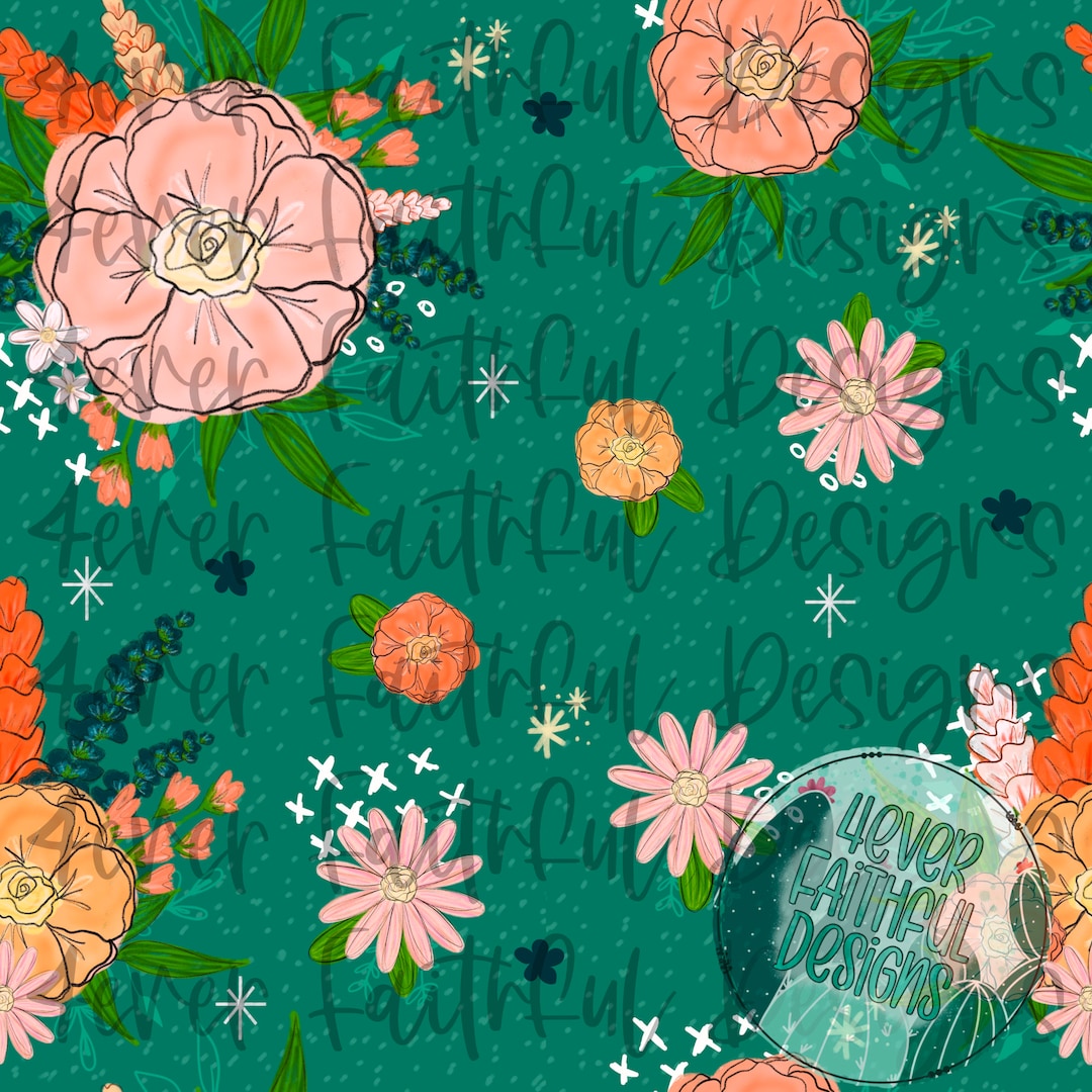 Floral Seamless Digital Paper, Floral Digital Paper, Hand Drawn Digital ...