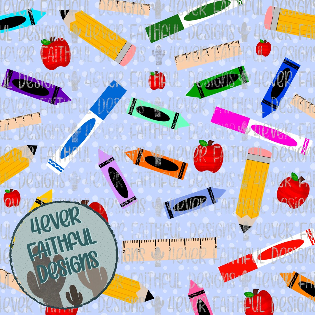 School Digital Paper, School Supplies Digital Design, Digital ...