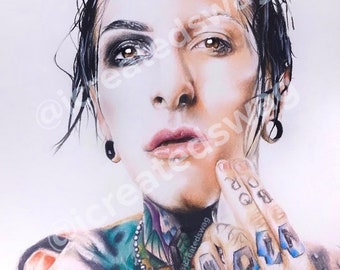 Chris Motionless Drawing - Etsy
