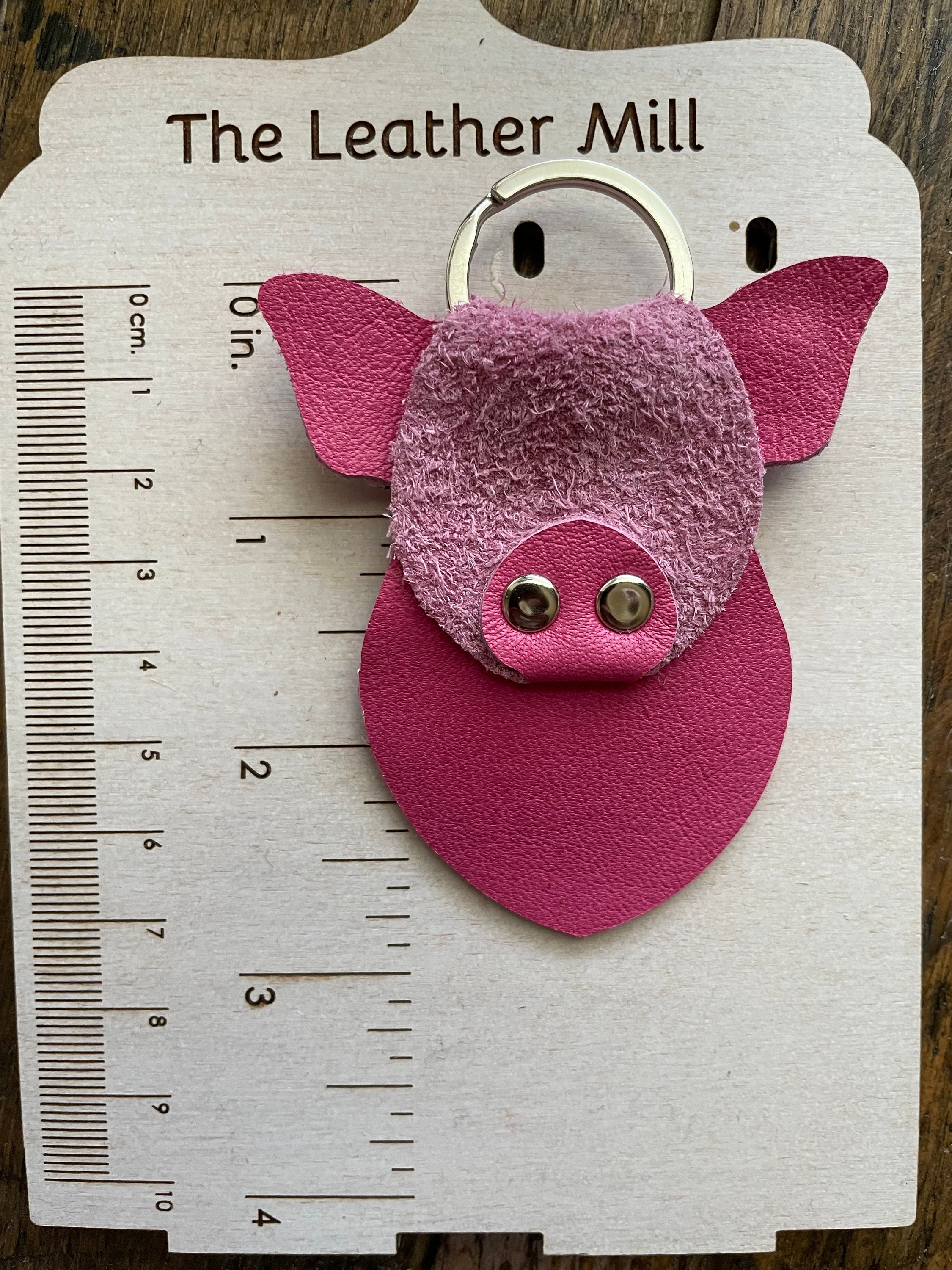 Leather Keychain, Pig, Handcrafted, Third Anniversary, Farmer, Die Cut ...
