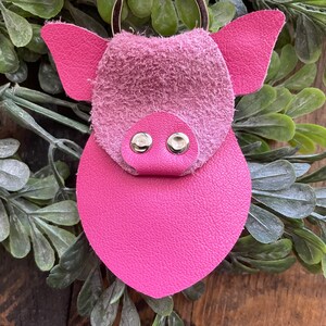 Leather Keychain, Pig, Handcrafted, Third Anniversary, Farmer, Die Cut ...