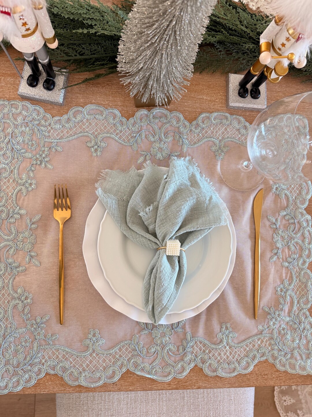 Elegant Embroidered Lace Placemat – Romantic Table Setting for Holidays ...
