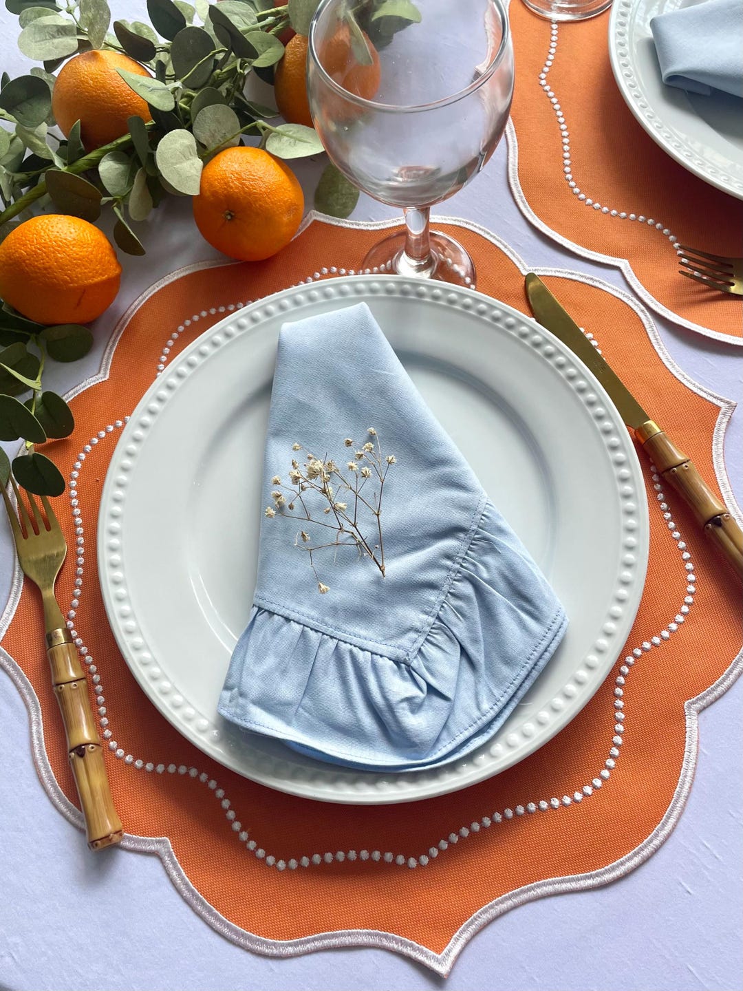 New Collection/ Orange Scalloped Edge Placemat - Etsy