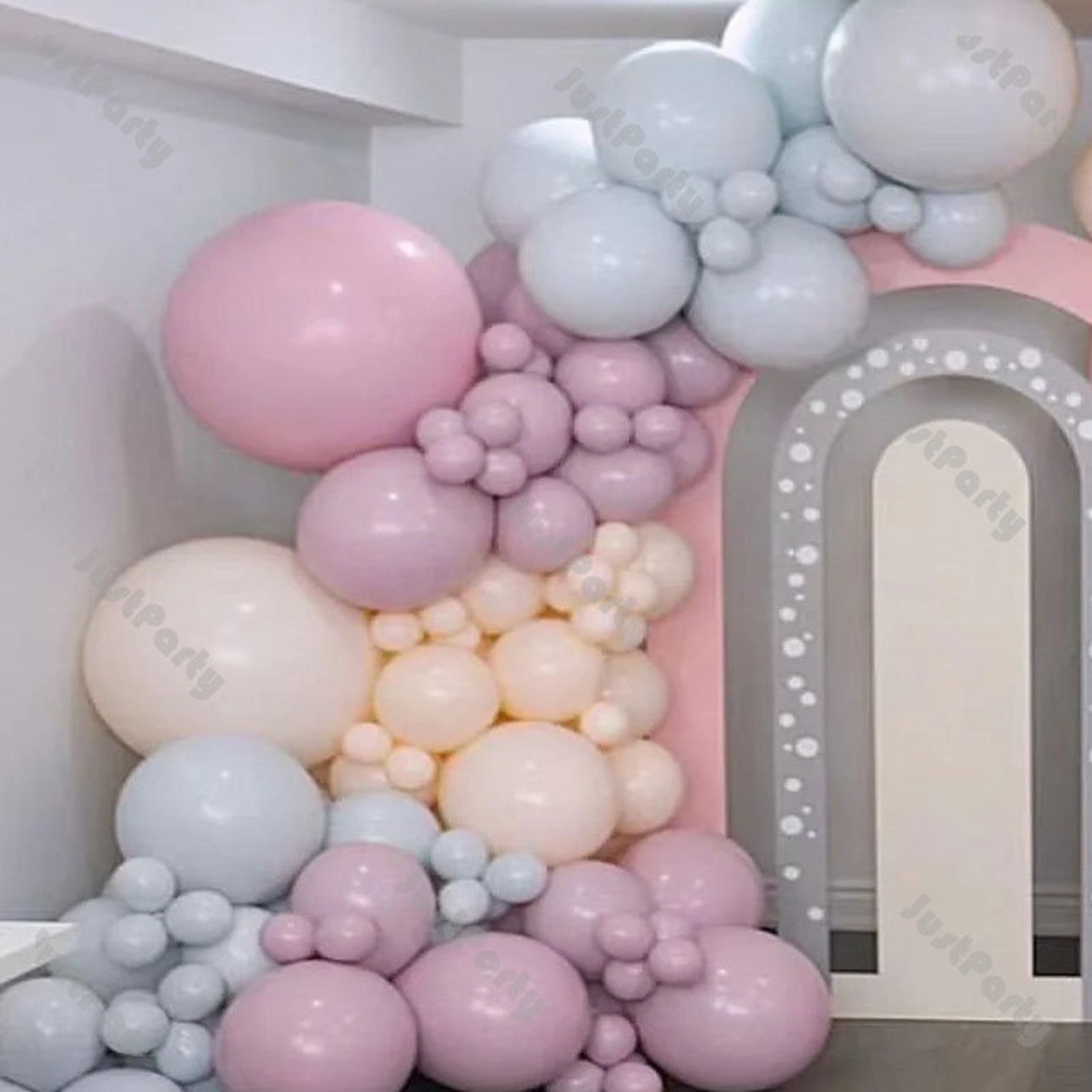 93/215pcs Matte Gray Retro Cream Doubled Hot Pink Balloons - Etsy
