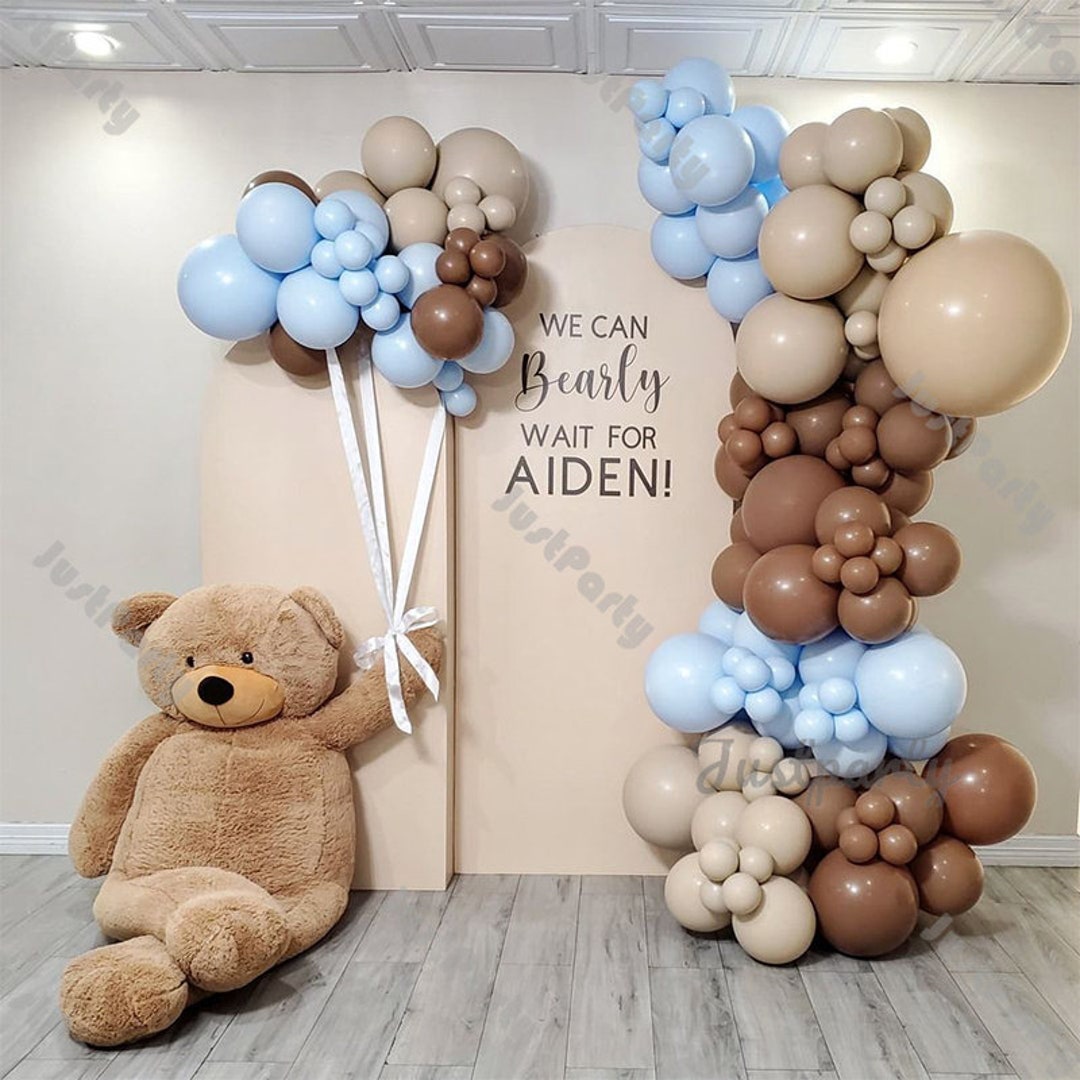 116pcs Caramel Balloon Garland Kit Baby Shower Decoration Blue Apricot ...