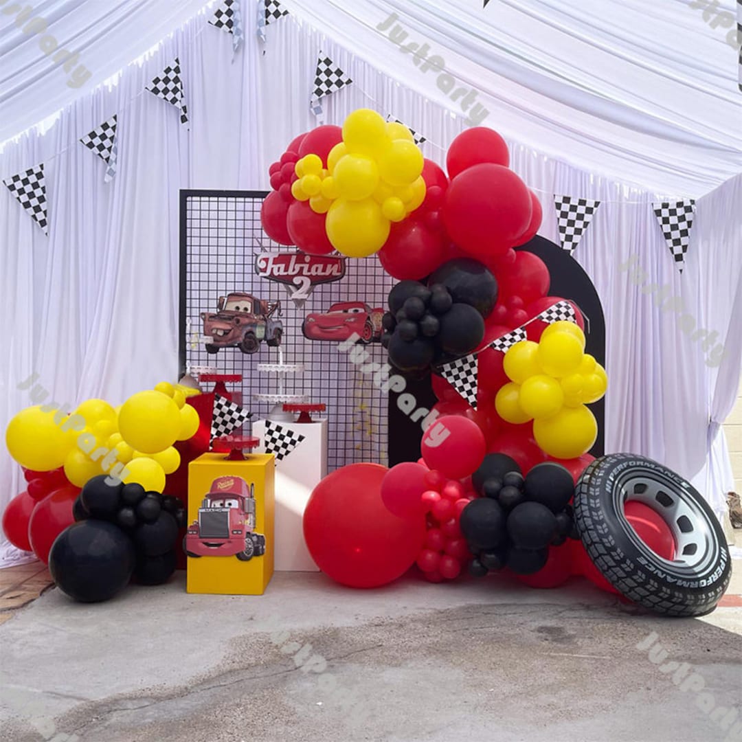 150/151pcs Race Car Theme Balloon Garland Boy 1st Birthday Decoration ...