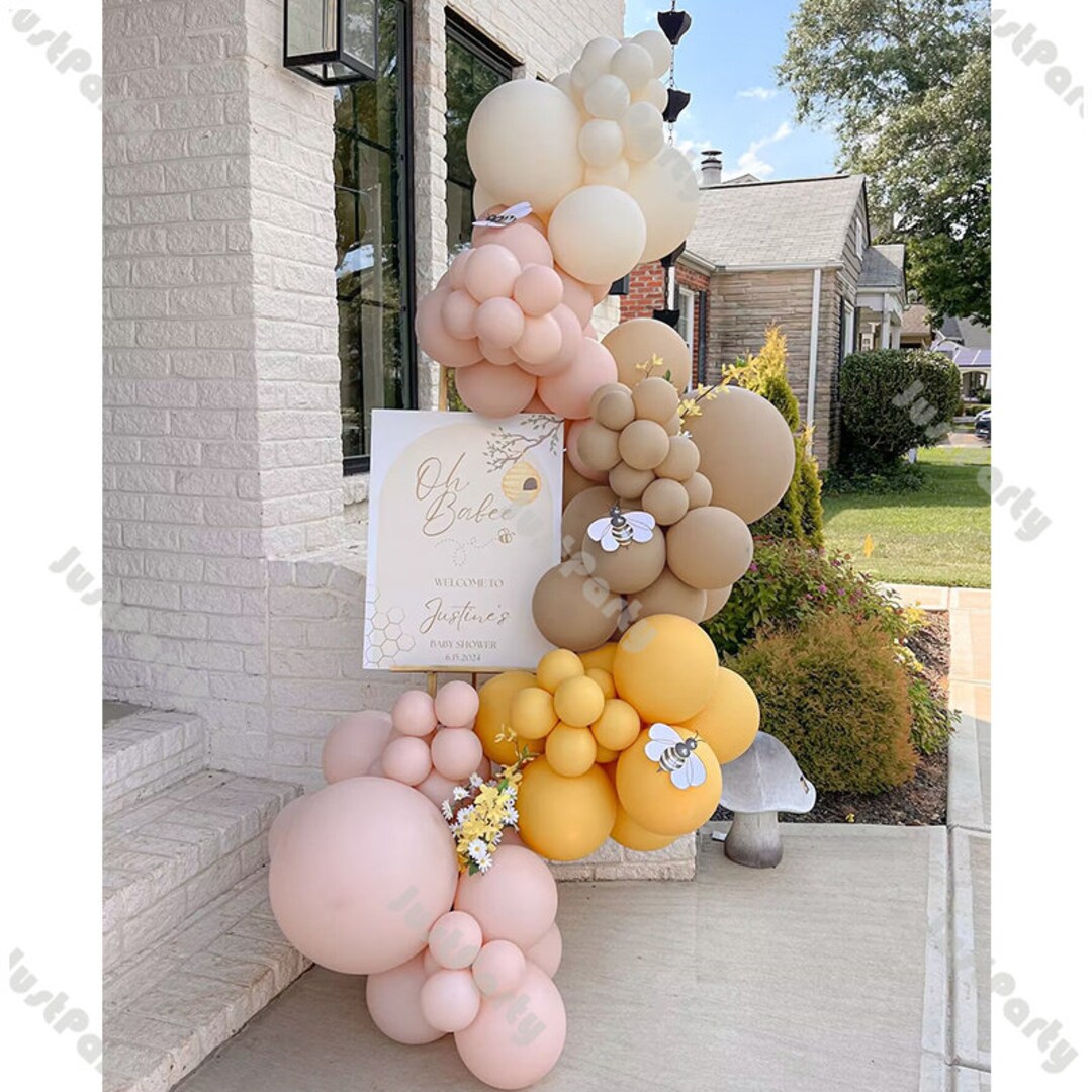 102pcs Bee Balloon Arch Sand Brown Boho Globos Baby Shower Gender ...