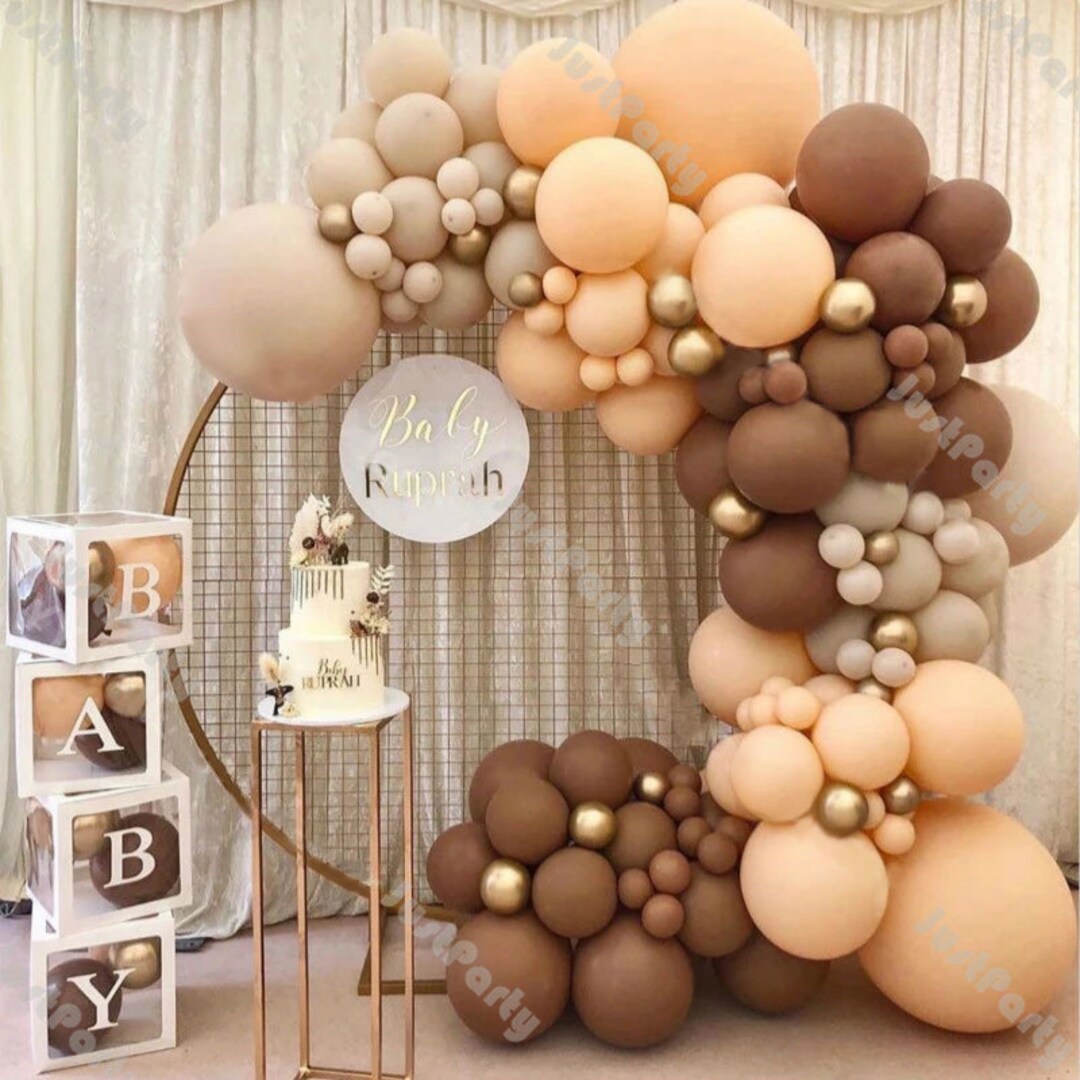 114pcs Cream Peach and Doubled Apricot Balloon Garland Arch Kit Wedding ...