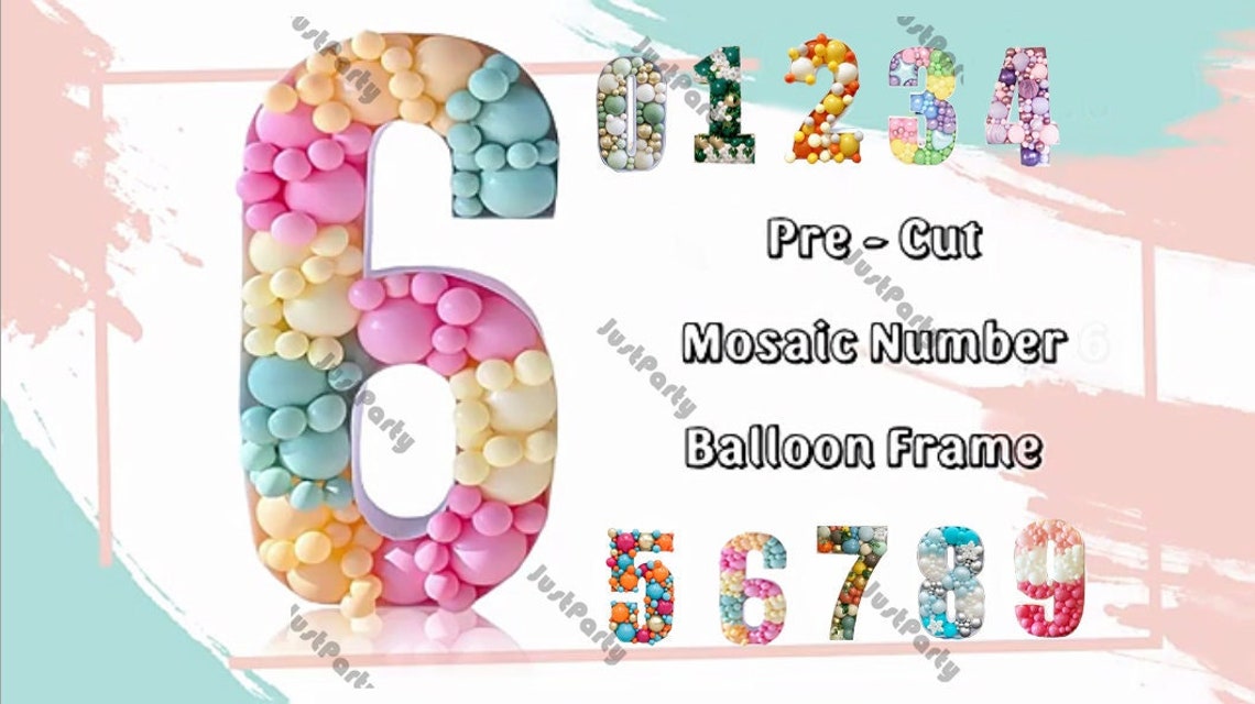 28.74/39.37inch Mosaic Number Balloon Frame Birthday Party - Etsy