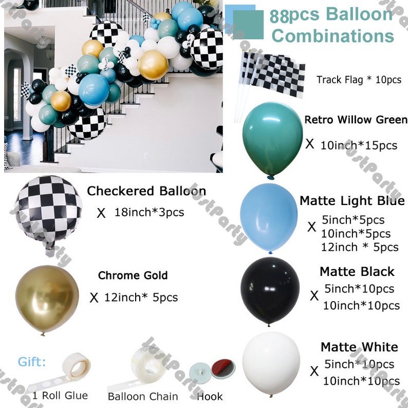88pcs Racing Car Balloon Arch Kit TWO FAST Blue Birthday Party - Etsy