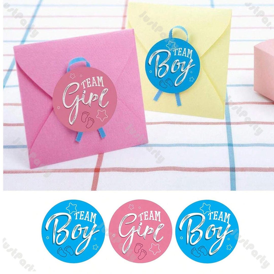 500pcs per Roll Team Boy or Team Girl Stickers Baby Shower Sticker ...