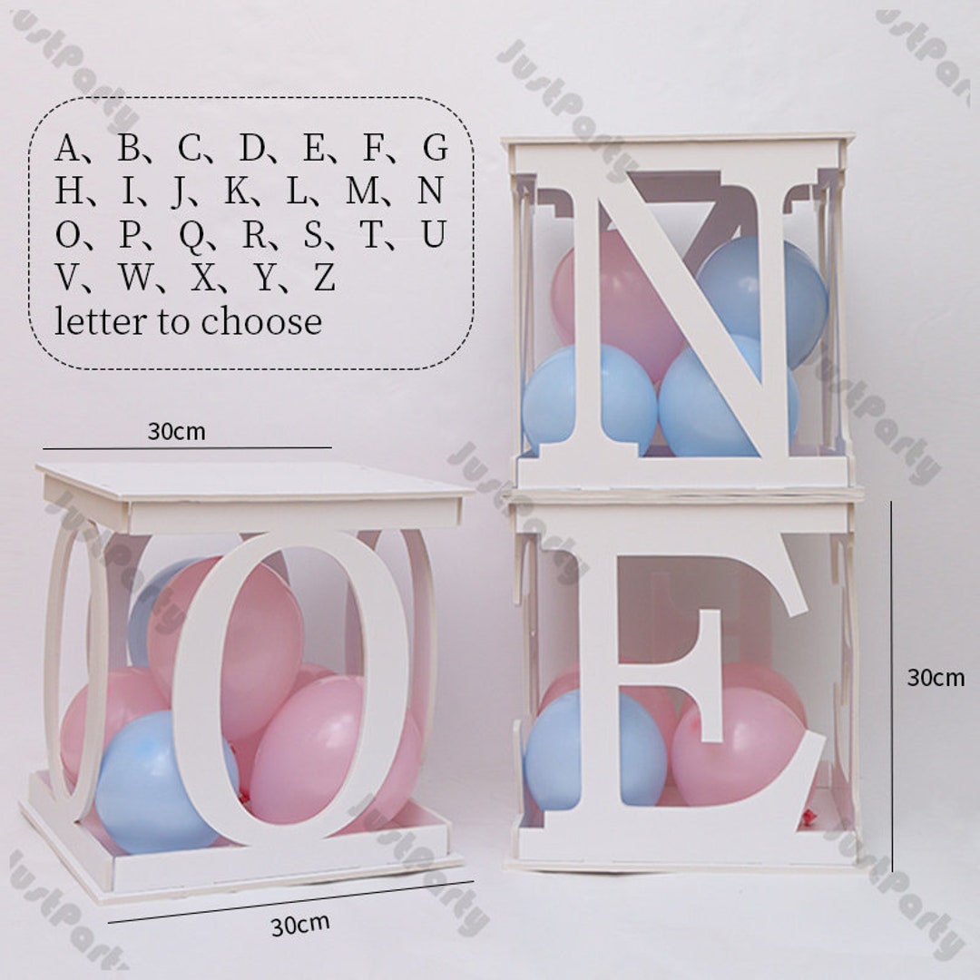 30*30cm Balloon Boxes BABY ONE Balloon Blocks Customised Transparent ...