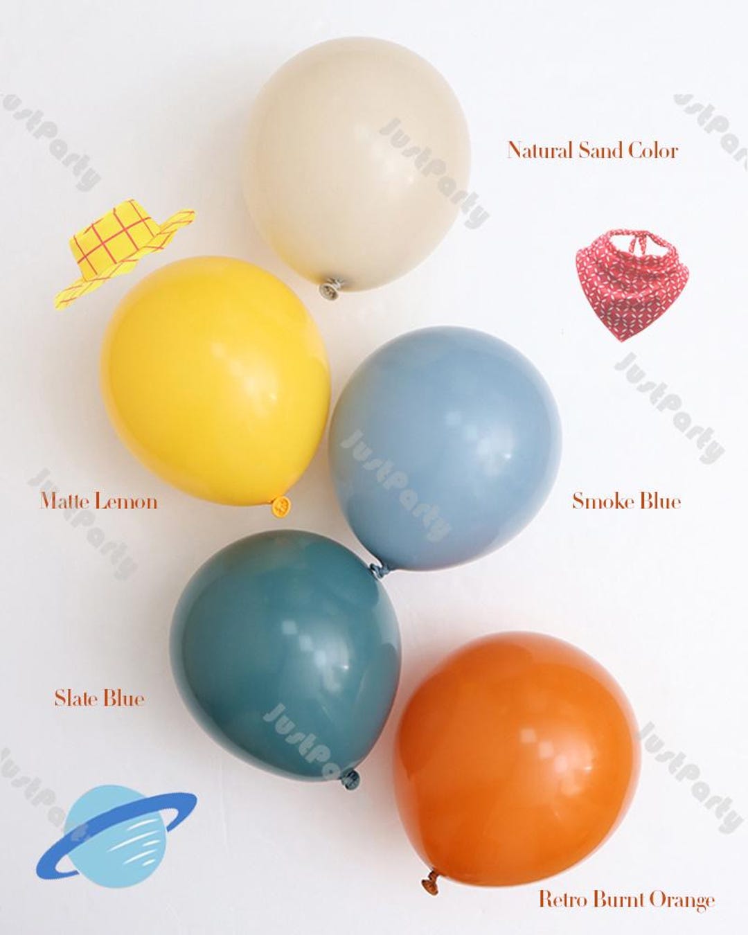 Boho Matte Balloon Garland Arch Kit Slate Blue Lemon Orange Globos ...