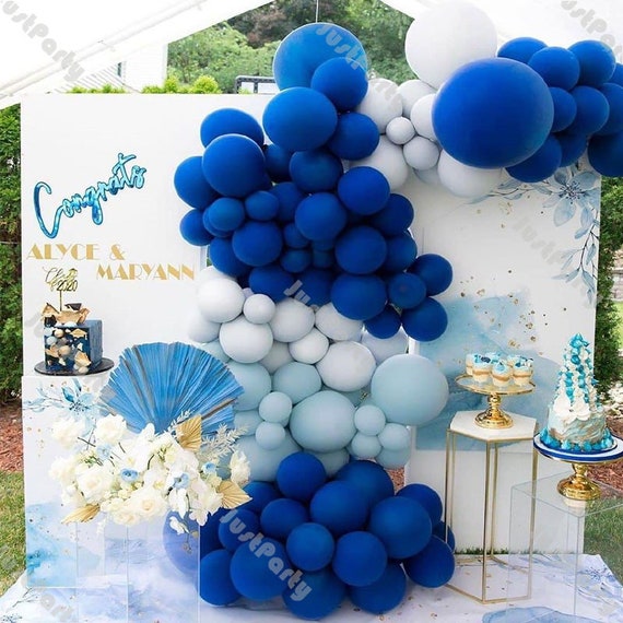 118pcs Doubled Matte Deep Blue and Doubled Light Gray Balloon - Etsy
