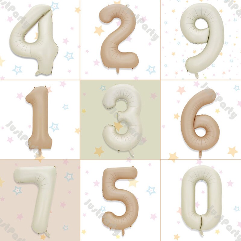 40inch Craem Caramel Number Balloon Decoration Boho Birthday Decoration ...