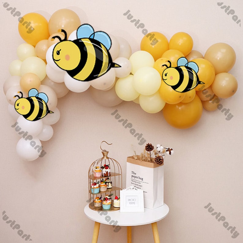 4-16ft Bee Day Party Balloon Garland Arch Kit Neutral Sand Brown White ...