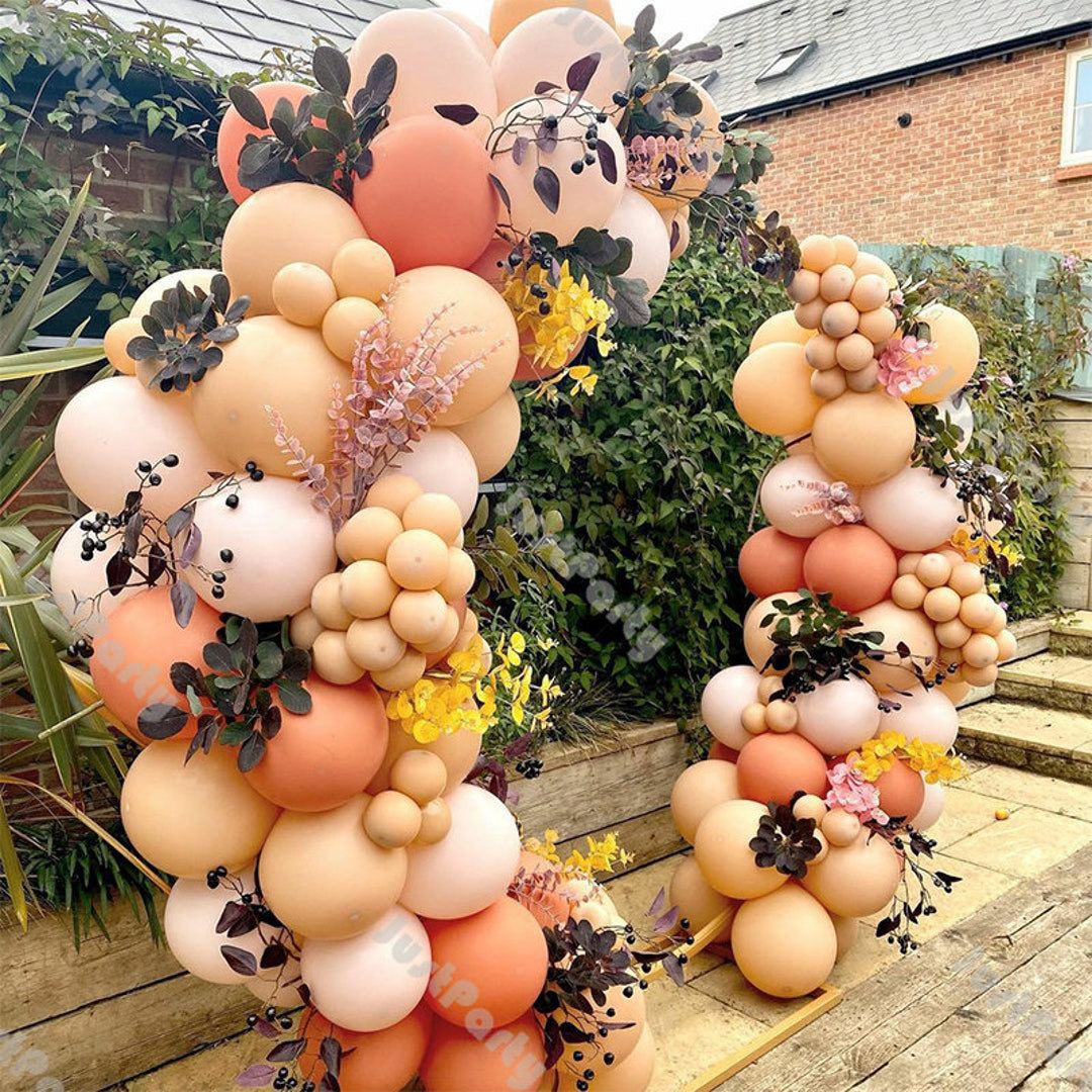 130pcs Retro Blush Matte Peach Doubled Beige Balloon Garland Arch Boho ...