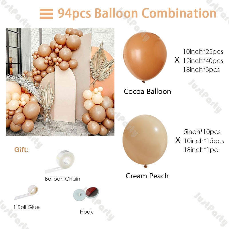 94pcs Mocha Brown Blush Cream Balloons Garland Arch Kit Boho - Etsy