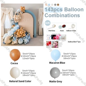 143pcs Mcaron Blue Gray Balloon Garland Bridal Shower Wedding ...