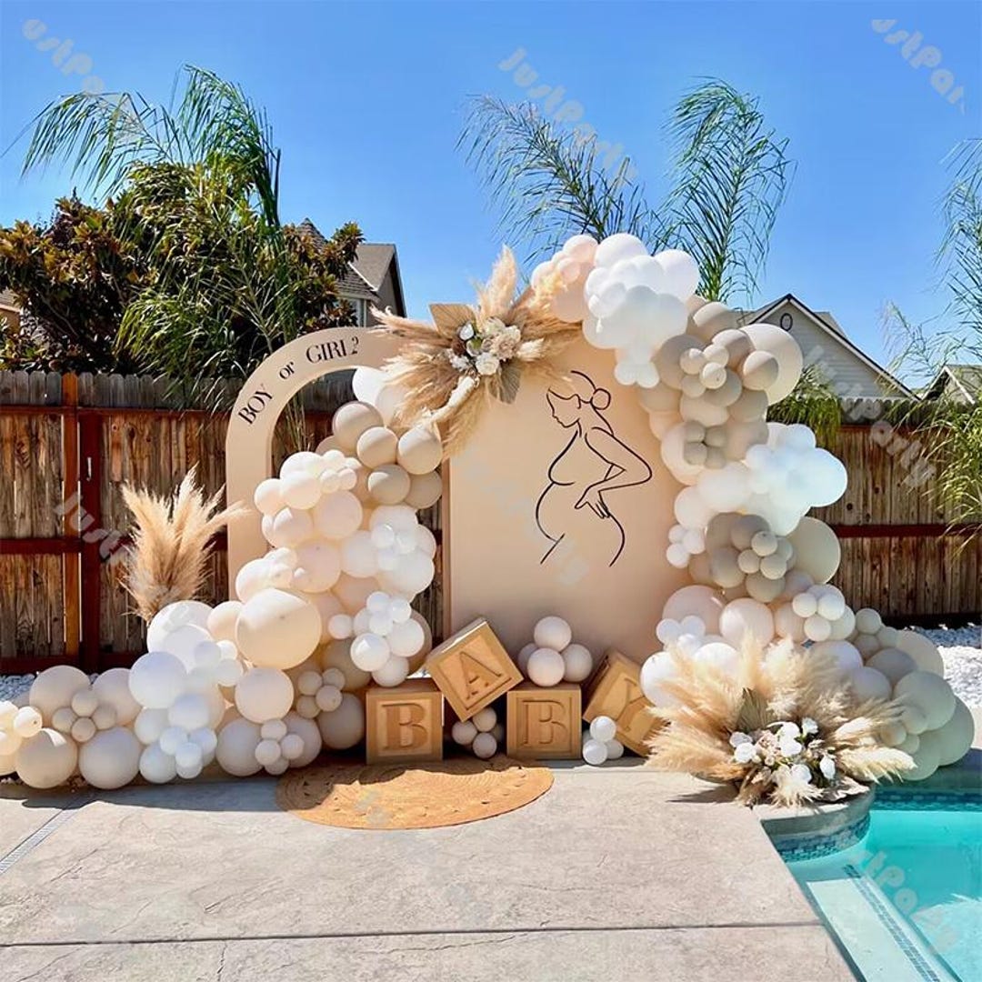 112/162pcs Boho Balloon Garland Smoke Brown Sand White Birthday ...