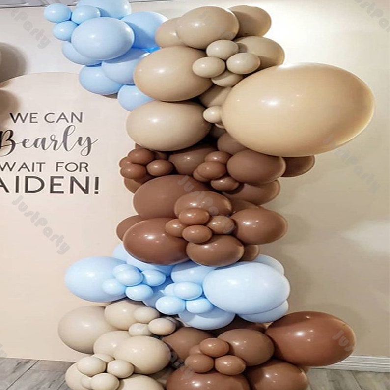 116pcs Caramel Balloon Garland Kit Baby Shower Decoration Blue Apricot ...