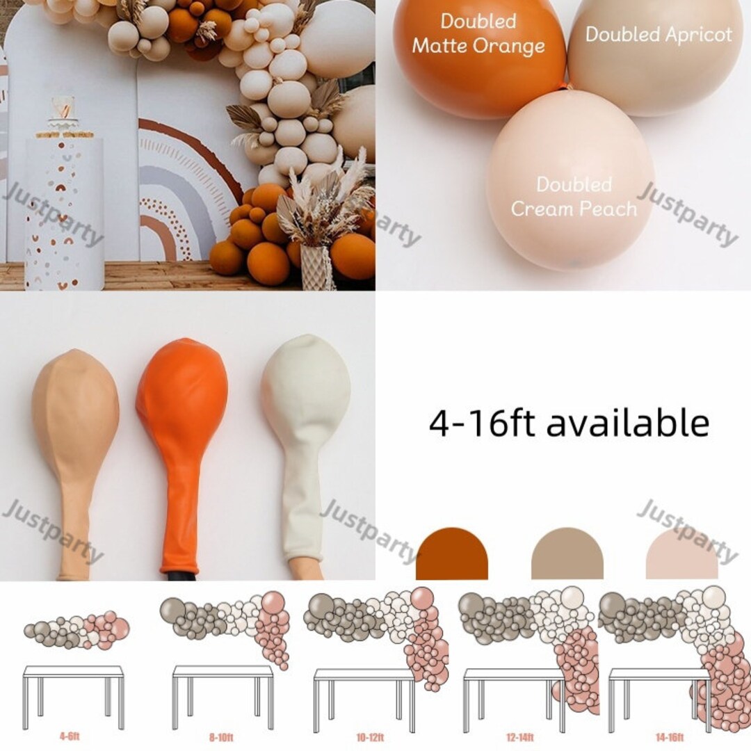DIY Terracotta Balloon Garland Arch Kit Doubled Orange Apricot Cream ...