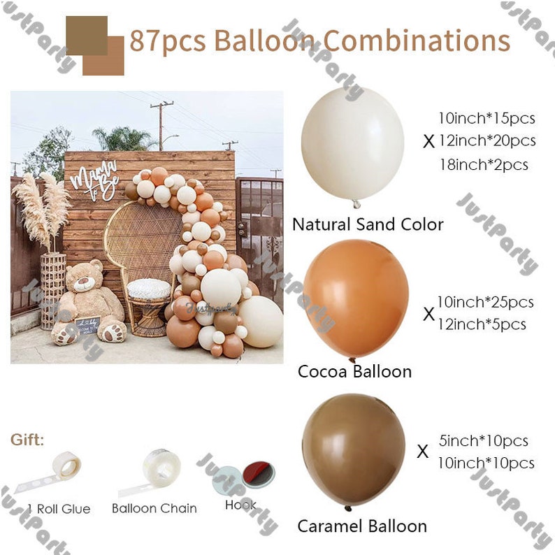 87pcs Natural Sand Color and Mocha Brown Balloon Garland Arch - Etsy