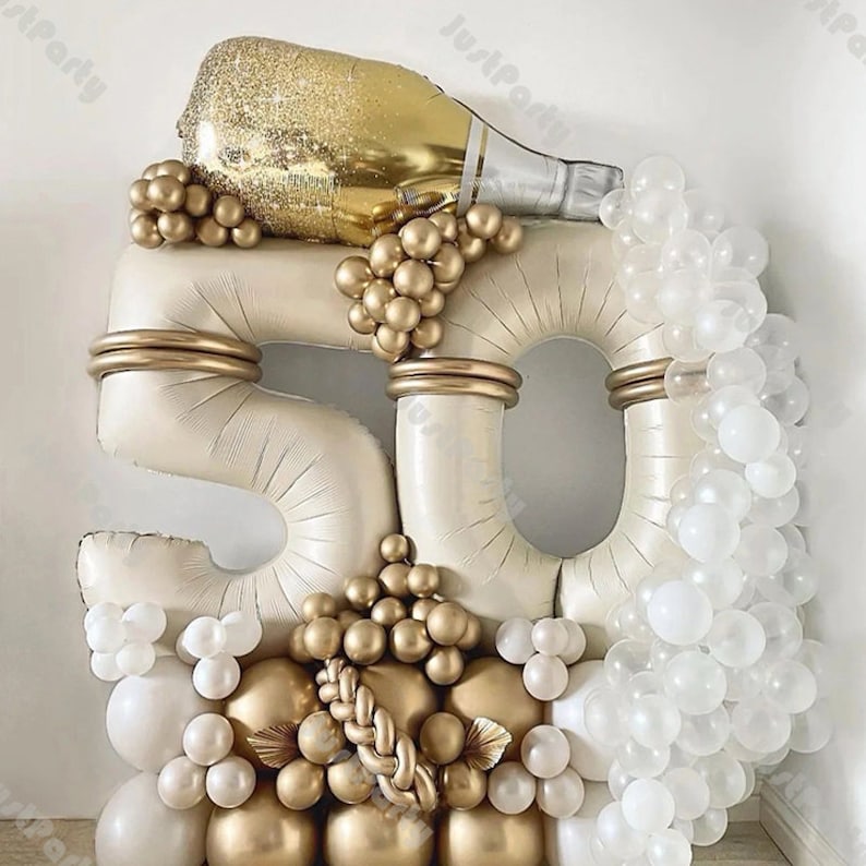 40inch Craem Caramel Number Balloon Decoration Boho Birthday Decoration ...
