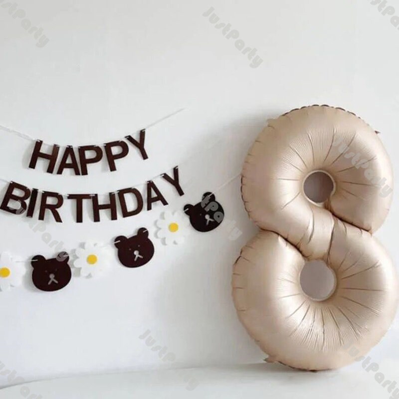 40inch Craem Caramel Number Balloon Decoration Boho Birthday Decoration ...