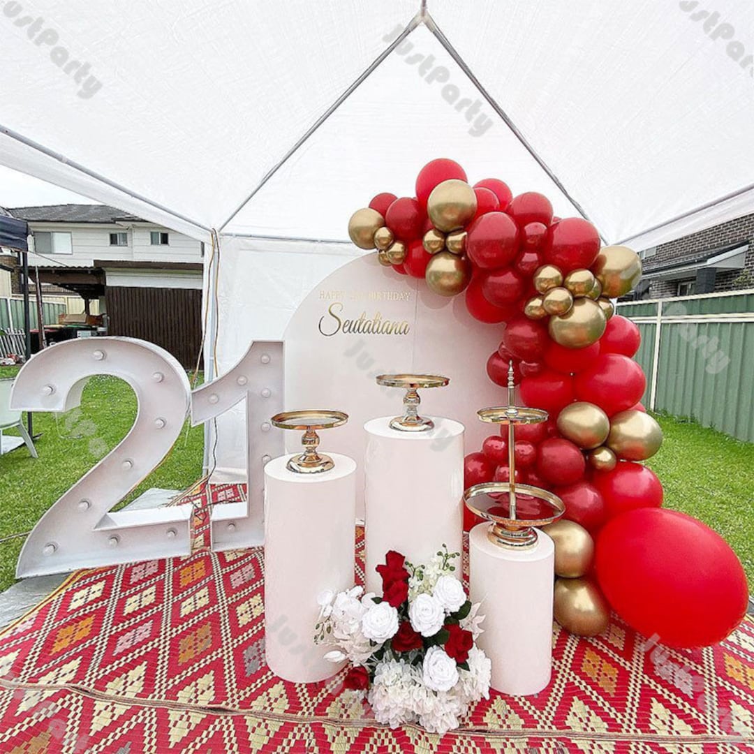 71pcs Matte Ruby Red Chrome Gold Balloon Garland Arch Kit Wedding ...
