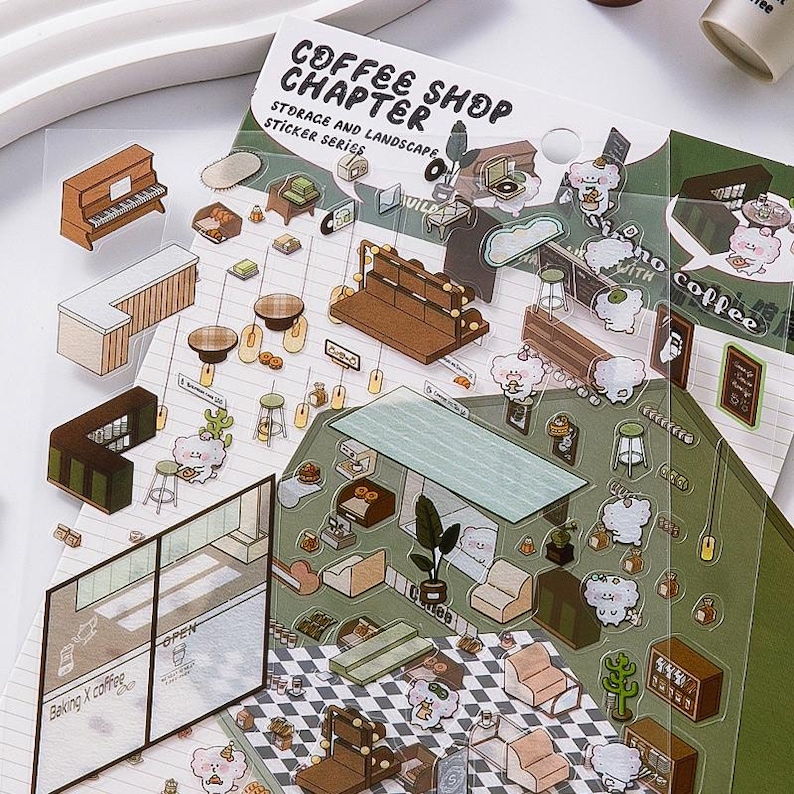 Coffee Shop Style DIY Tiny 3D Sticker Kit Designed for Building ...