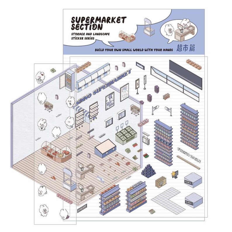 Tiny Supermarket 3D Sticker Kit: Miniature World DIY Decor - Etsy