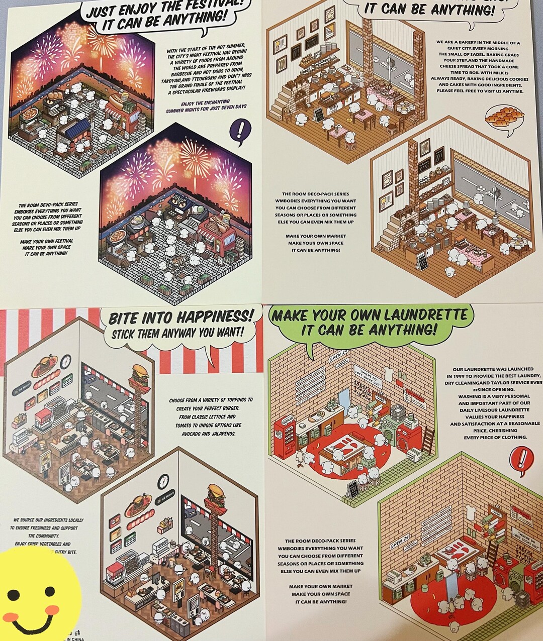 4 Set DIY Tiny 3D Sticker Kit Designed for Building Miniature Worlds ...